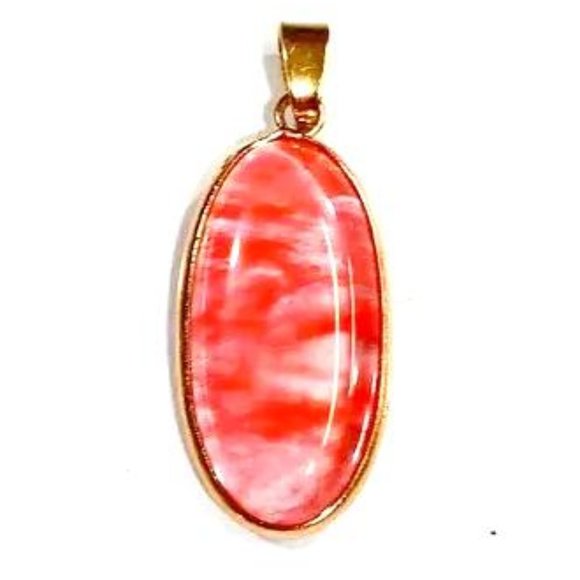 Jewelry | Red Smelting Oval Shaped Stone Pendant | Poshmark